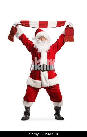 Santa claus cheering with a scarf isolated on white background Stock ...