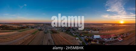 panoramic view of the village of Lubomia in Poland. Drone photography ...