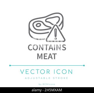 Contains meat vector line label. Food ingredient allergen badge Stock ...