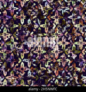 Exotic multicoloured boho floral camouflage scatter print. Seamless ...