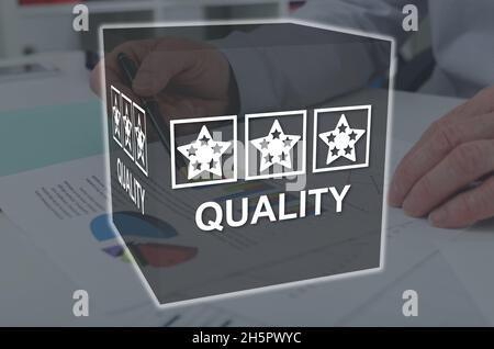 Quality concept illustrated by a picture on background Stock Photo - Alamy