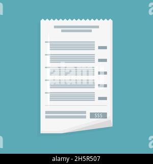 Receipt icon in a flat style isolated. Invoice sign. Vector ...