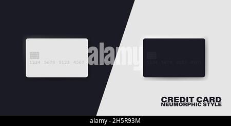 Neumorphism plastic bank credit card template with gold chip and shadow ...