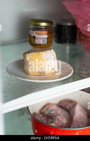 Spoiled Moldy cheese isolated on white background Stock Photo - Alamy