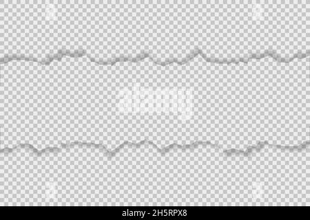 Paper tear border. Set of torn horizontal seamless paper stripes. Paper ...