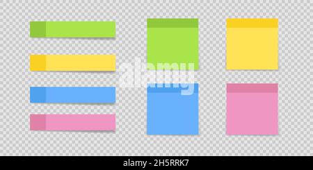 Sticky note set in realism with shadow on transparent background ...