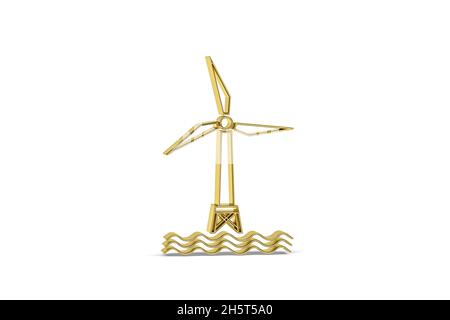 Golden 3d wind farm icon isolated on white background - 3D render Stock ...