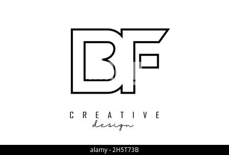 Outline letters bf b f logo with a minimalist design. Letters with ...