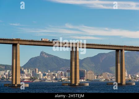 Rio - Niteroi Bridge Crossing Guanabara Bay and Rio de Janeiro City ...