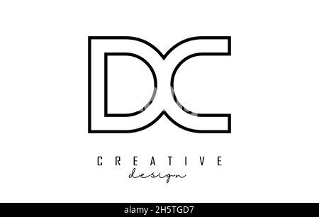 Outline letters DC d c logo with a minimalist design. Letters with ...
