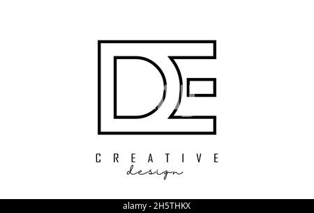DE D E Creative Modern Black Letters Logo Design with Brush Swoosh ...