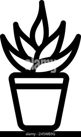 Agave aloe vera outline icon. Succulent leaves, cactus thorns. Green ...