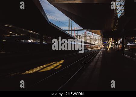 Vienna, Austria - July 28, 2018: Interior amazing Hauptbahnhof train ...