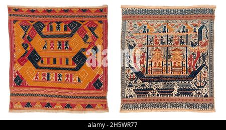 Ceremonial 'shipcloth' textile, C19th, Lampung, Sumatra. Tampan were ...