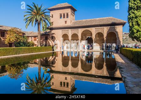 GRANADA, SPAIN - NOVEMBER 2, 2017: Partal palace at Alhambra in Granada ...