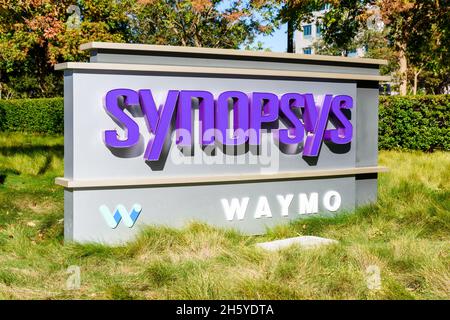 Waymo headquarters building facade and exterior. Waymo is an American ...