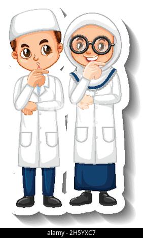 Scientist boy cartoon character sticker illustration Stock Vector Image ...