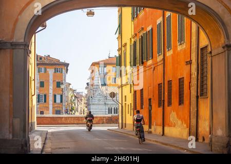 Pisa city downtown skyline cityscape of Italy. Famous travel attraction ...