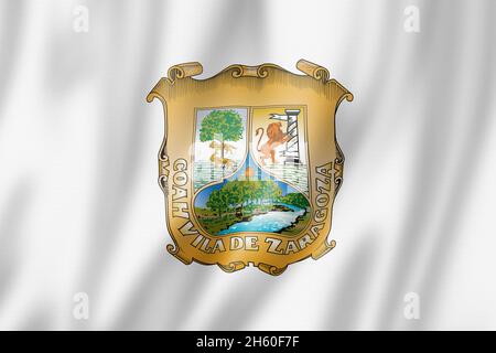 Coahuila state flag, Mexico waving banner collection. 3D illustration ...