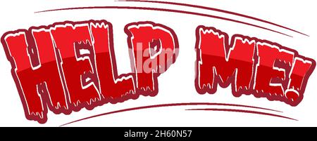 Halloween Help Me font logo with creepy ghost illustration Stock Vector ...
