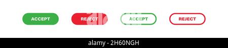 Accept and decline buttons app icon. UI/UX user interface. Yes or no click. Approve and delete ...