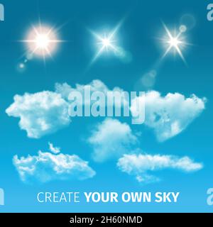 Clouds icons set. Nature illustration. Vector eps10 Stock Vector Image ...