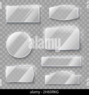 Web elements 3 horizontal glass plates for infographic on blue ...