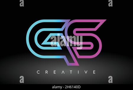 Neon Blue GS Letters Logo Design Slim. Simple and Creative Clean Letter ...