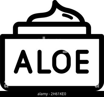 Agave aloe vera cosmetics outline icon. Hydrating organic cosmetics ...