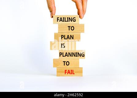 Failing to plan or planning fail symbol. Wooden blocks with words ...