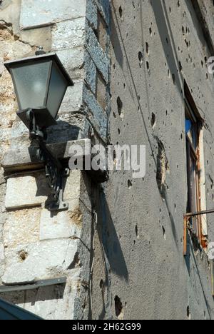 Buildings with shell damage as a result of the Balkans War, Mostar ...