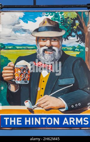 England, Hampshire, Hinton Ampner, The Hinton Arms Pub Sign Stock Photo ...