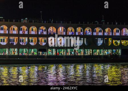 BARISAL, BANGLADESH - NOVEMBER 19, 2016: Corridor at MV Modhumoti ship ...
