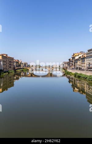 Sunset on river Arno and ponte Santa Trinita Stock Photo - Alamy