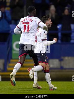 Goal 2-1 Josh Sheehan #8 of Bolton Wanderers F.C celebrates his goal ...