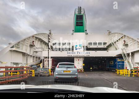 Holyhead Port - Irish Ferries Ferry at Holyhead loading freight and ...
