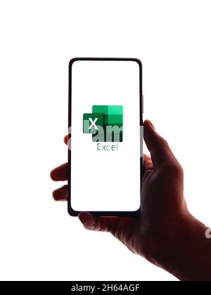 Assam, india - September 6, 2020 : Microsoft excel logo on phone screen ...