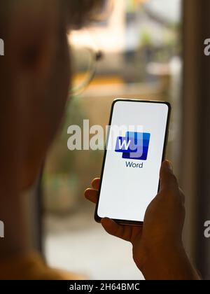 Assam, india - September 6, 2020 : Ms Word logo on phone screen stock ...