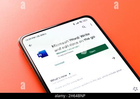 Assam, india - September 6, 2020 : Ms Word logo on phone screen stock ...