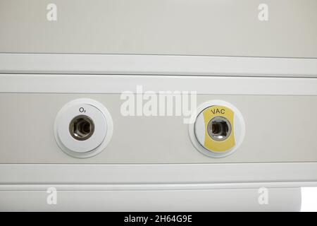 Details with the oxygen and air console outlets in a hospital - medical ...