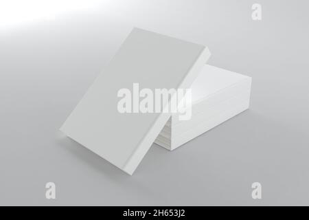 3d rendering of stacks of A4 papers with copy space over a blue ...