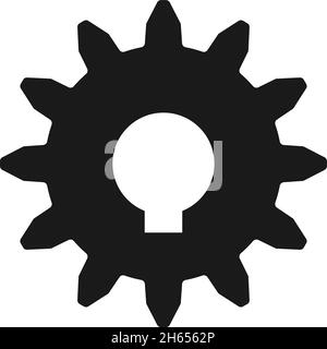 Gear or cogwheel with notch Symbol on isolated white background Stock ...