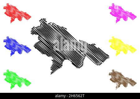 Ballia district (Uttar Pradesh State, Republic of India) map vector ...