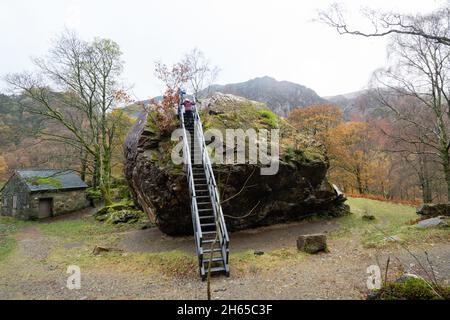Bowder Stone a large glacial erratic in Borrowdale Cumbria Lake ...