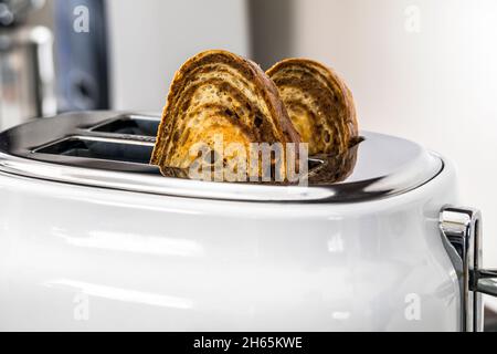 Marble Rye toast in a pop up toaster, close up Stock Photo - Alamy