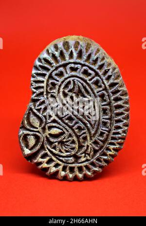 Traditional Indian block print. Wood block used for handmade textile ...
