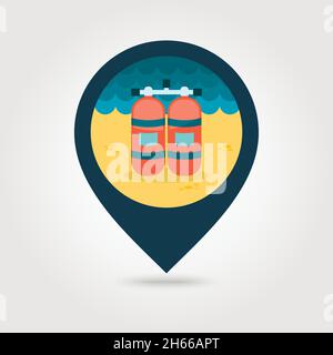 Oxygen tank vector pin map icon. Beach Map pointer. Summer Map markers ...