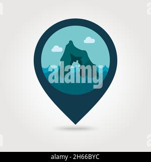 Rocks in the sea vector pin map icon. Travel Map pointer. Summer Map ...