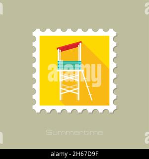 Lifeguard tower flat icon with long shadow, eps 10 Stock Vector Image ...