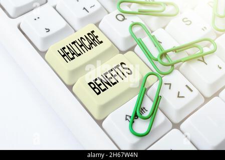 Handwriting text Healthcare Benefits. Conceptual photo monthly fair ...